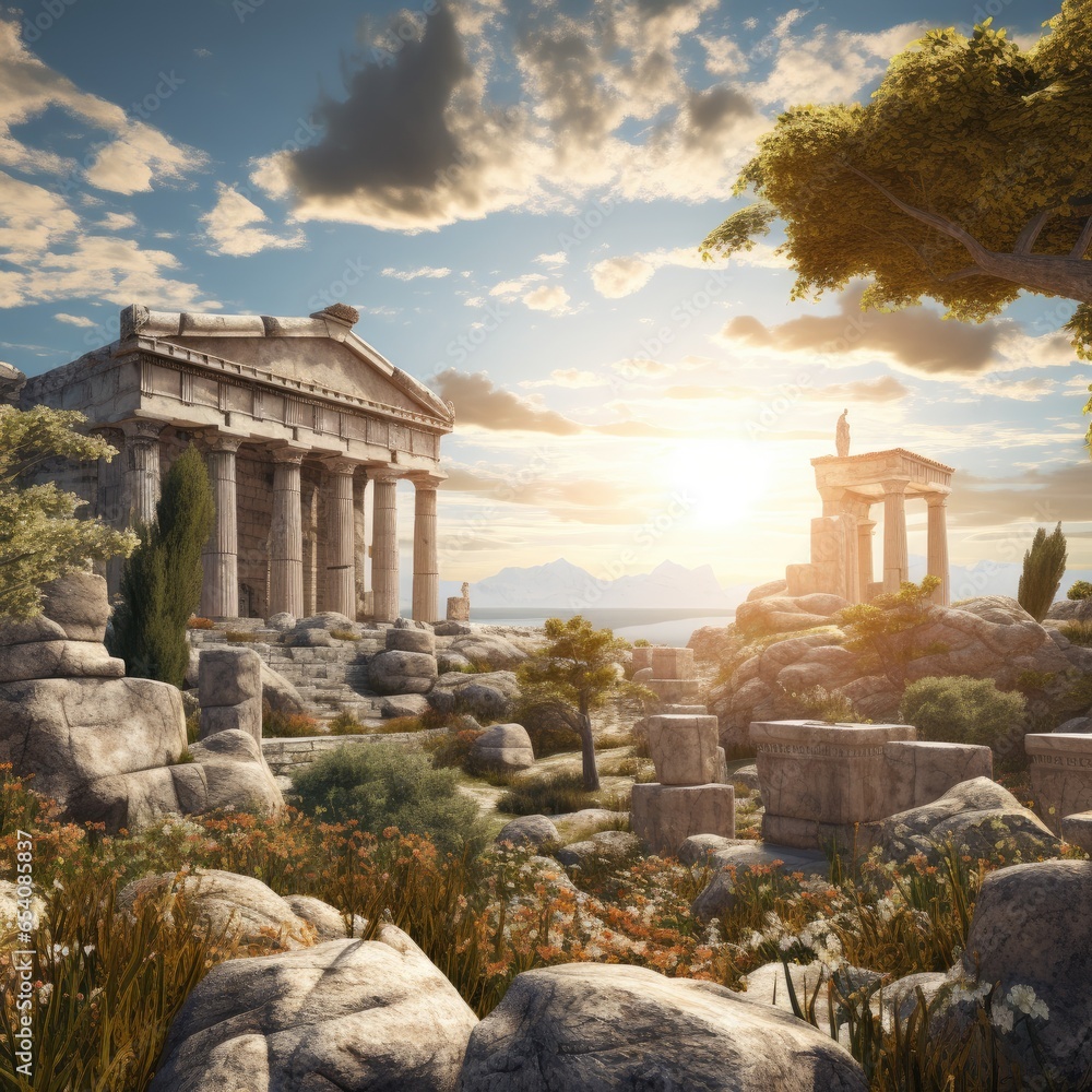 Stock-Illustration „Ancient Greek Ruins Digital Backdrop Collection ...