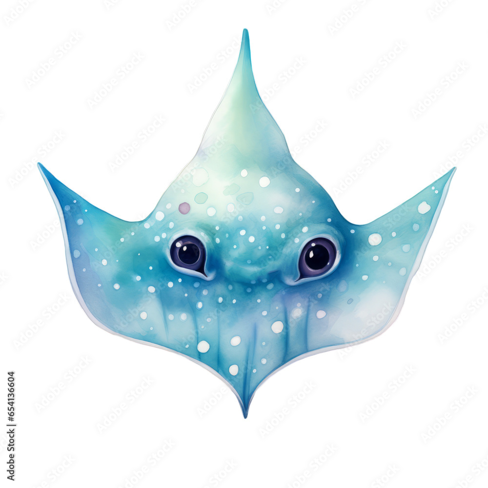 Stingray watercolor clipart on transparent background. Generative AI ...