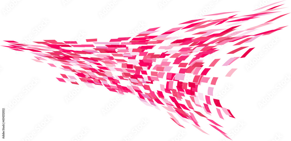 Scattered square particles ornament. Mosaic flight wind. Windy ...