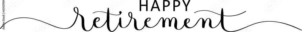 HAPPY RETIREMENT black brush calligraphy banner on transparent ...