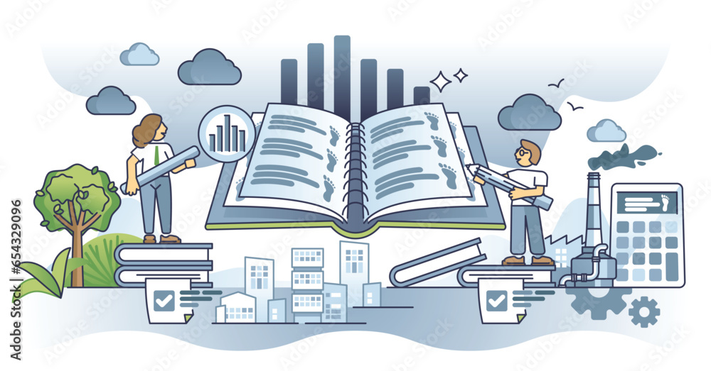 Carbon accounting and CO2 emissions level calculations outline concept ...