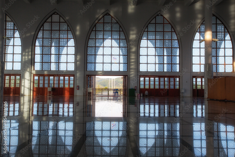 Beautiful architecture inside Songkhla Central Mosque or Masjid ...