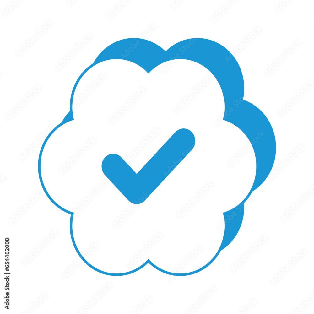 Flat line uncolored check mark icon over white background. verified ...
