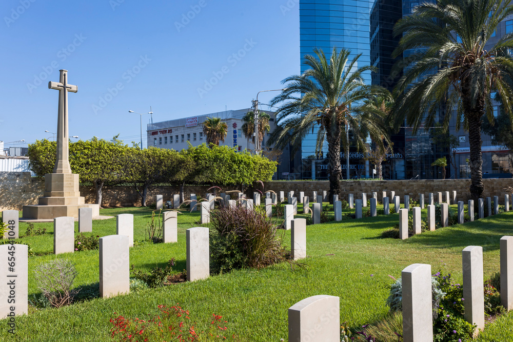 Haifa, Israel - 20 July 2023, A monument for soldiers who died during the British mandate (1918 ...
