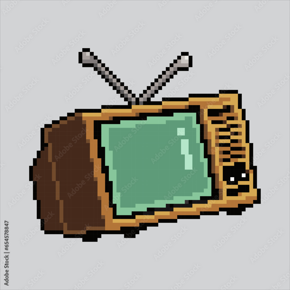 Pixel art illustration television. Pixelated tv. classic tv electronics ...