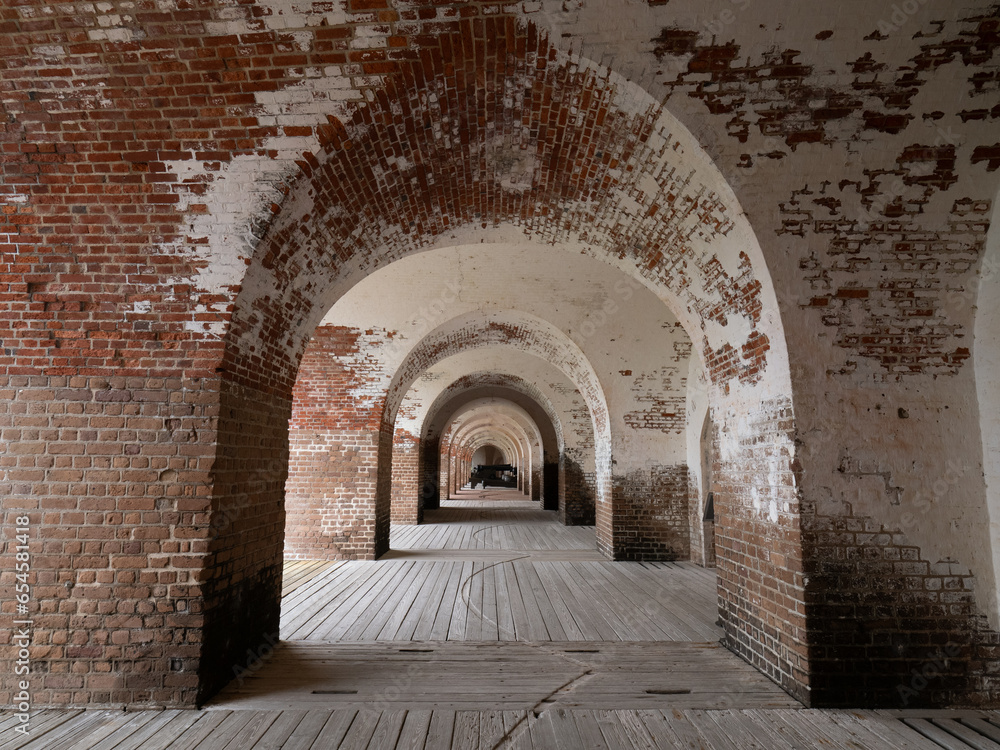 The Bastion with Brick Arches and Cannon at Fort Pulaski National ...