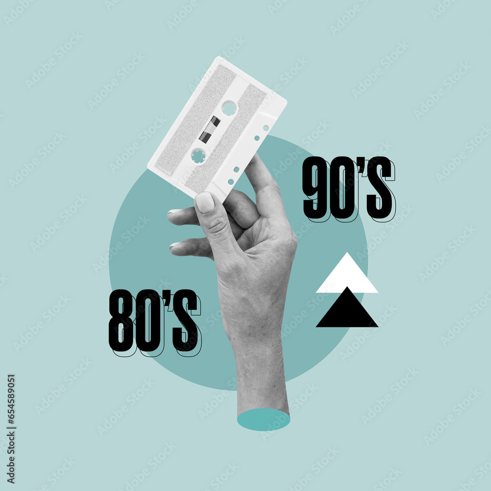 Stock-Foto „eighties nostalgia, nineties nostalgia, hand with cassette ...