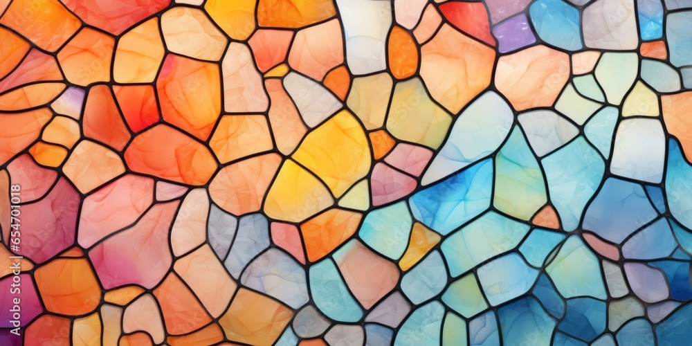 Stained glass tiles in a rainbow of colors; seamless backdrop texture ...