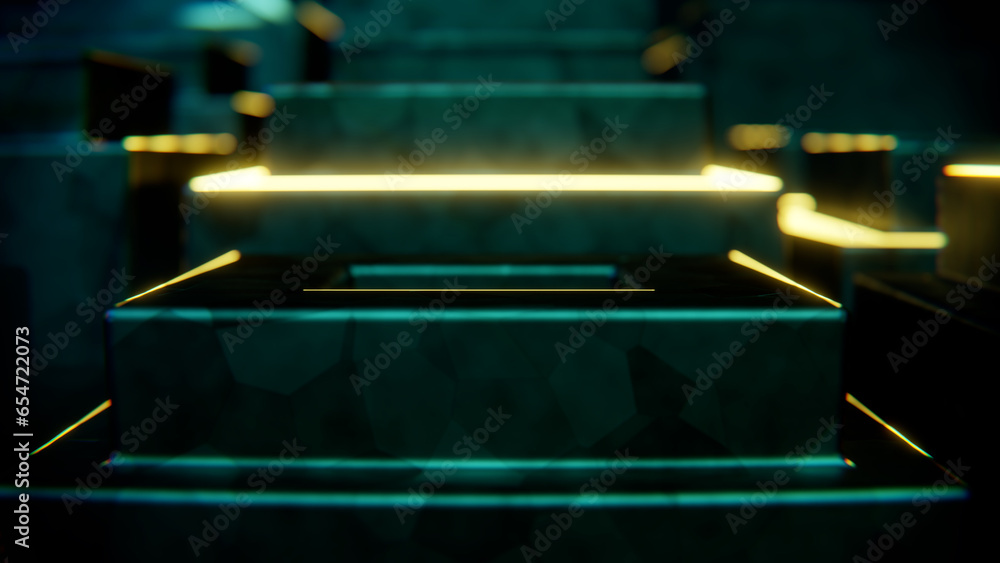 3d Render artwork visuals, fantastic animation Futurisc with lights ...