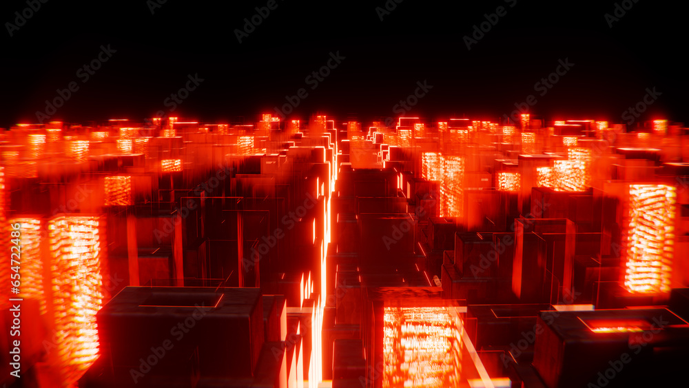 3d Render artwork visuals, fantastic animation Futurisc with lights ...