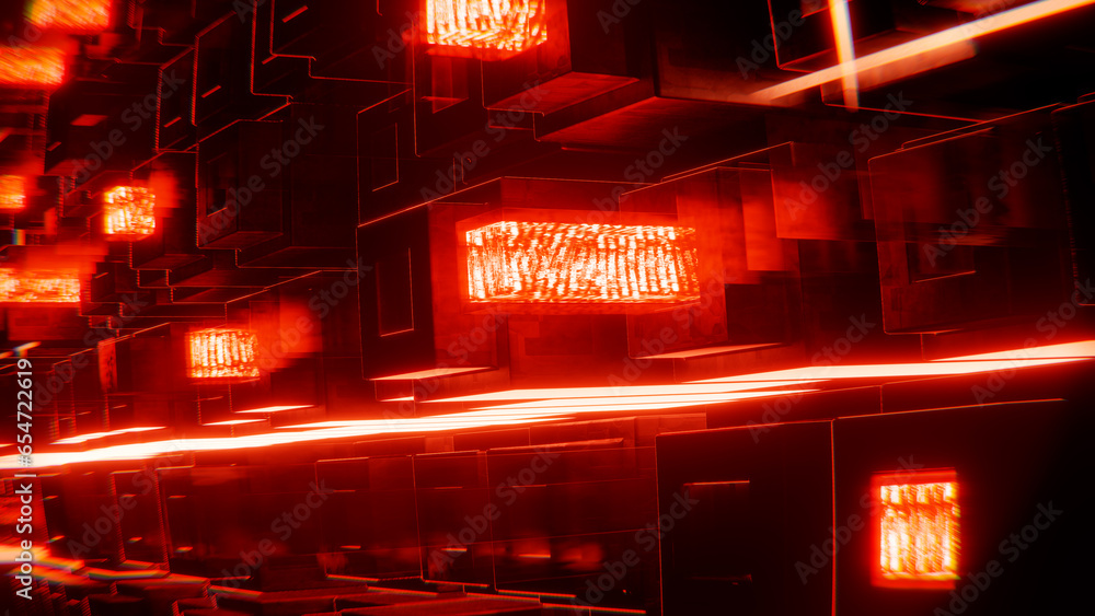 3d Render artwork visuals, fantastic animation Futurisc with lights ...