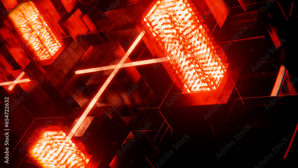 3d Render artwork visuals, fantastic animation Futurisc with lights ...