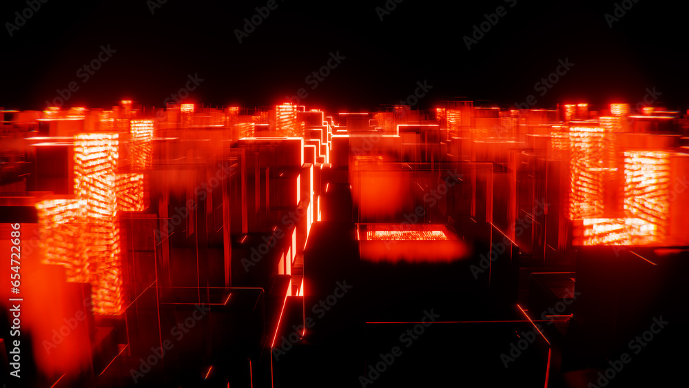3d Render artwork visuals, fantastic animation Futurisc with lights ...
