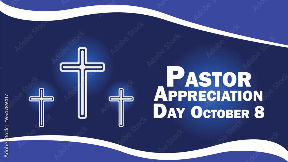 Pastor Appreciation Day vector banner design with geometric shapes and ...