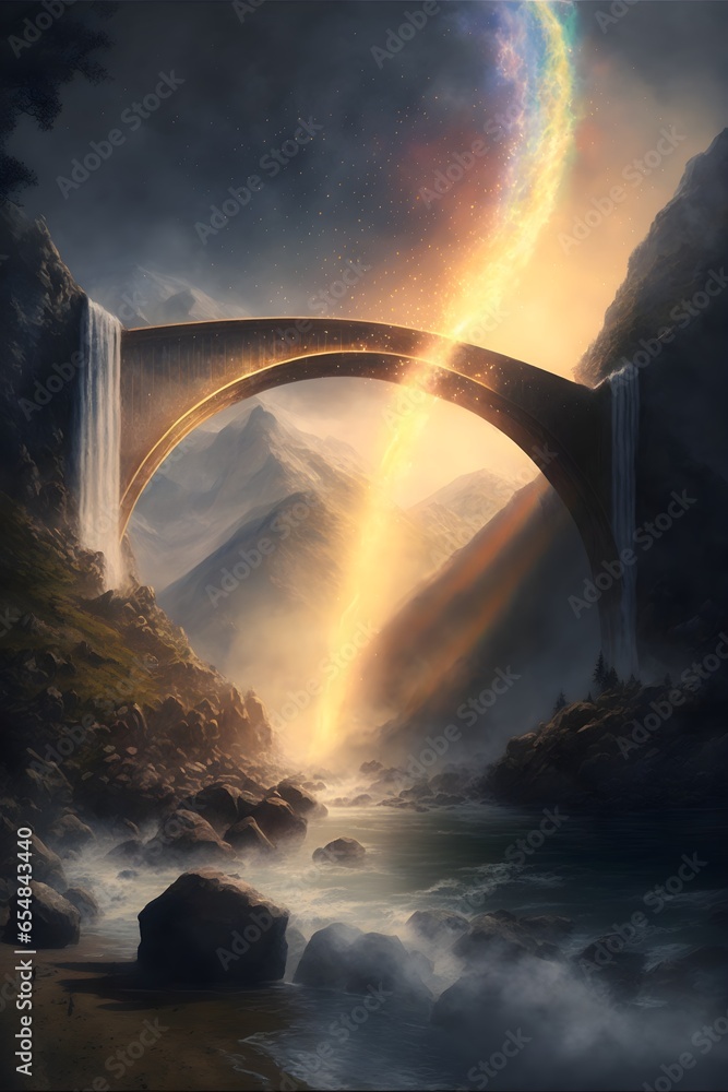 rainbowbridge to asgard home of the gods stars mist sun and mossn ...