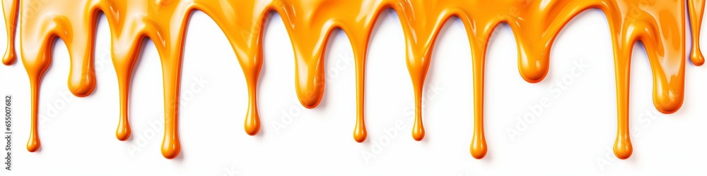 Orange Dripping slime banner, isolated, white background Stock ...