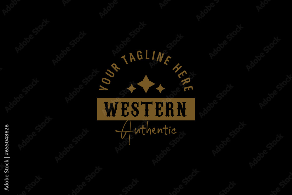 Vintage Country Emblem Typography for Western Bar Restaurant Logo ...