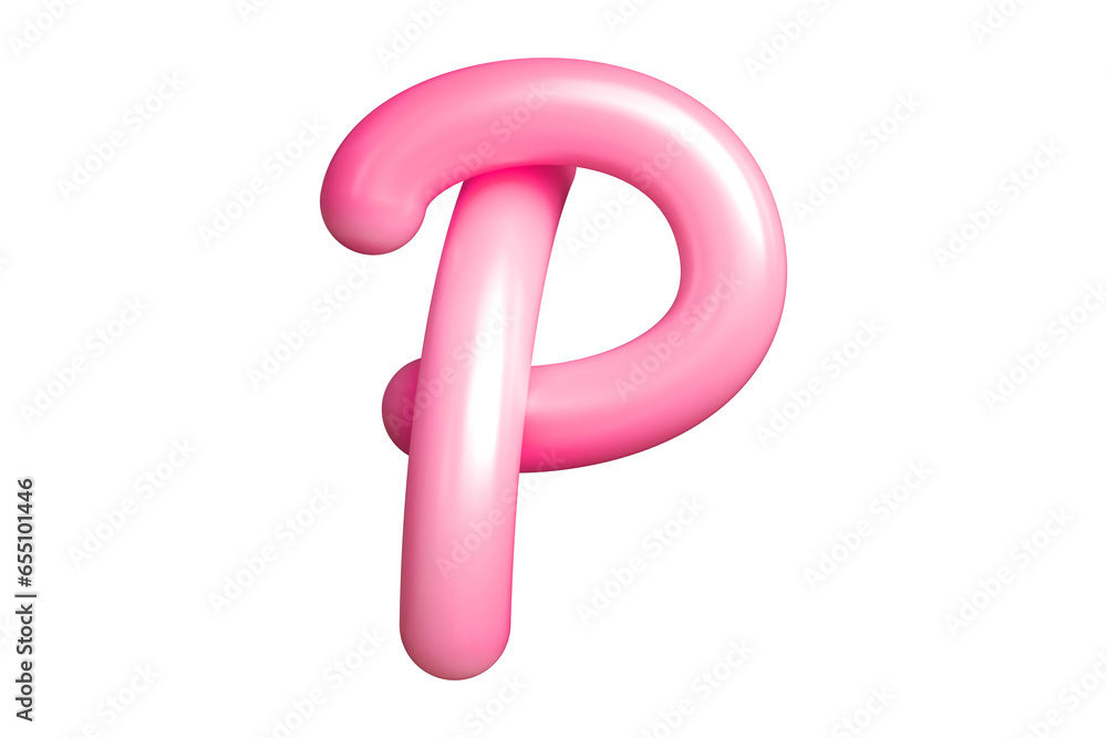 Curly custom handwritten font letter P in pink. Graphic resource ...