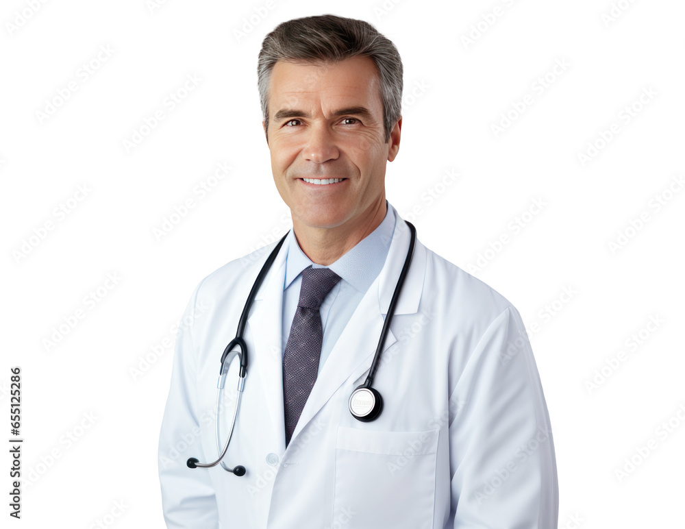 professional middle age doctor Man with stethoscope on his neck in ...