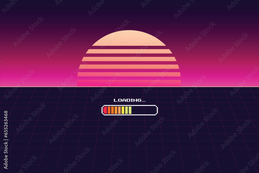 LOADING .pixel art .8 bit game. retro game. for game assets in vector ...