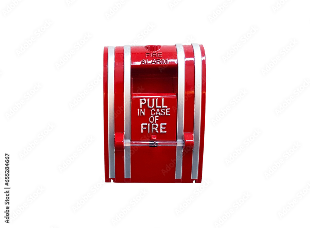 Fire alarm switch box isolated on transparent background with clipping ...