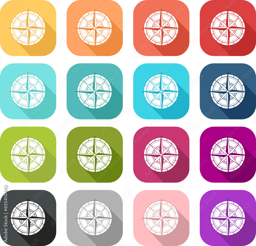 Colored compass icon, on a transparent background in PNG format Stock ...