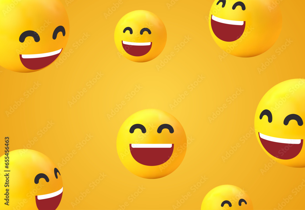 3d Smiley Face Emoji with Smiling Eyes. emojis background , Grinning ...