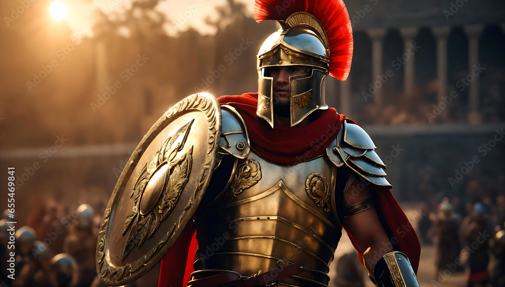 Roman male legionary (legionaries) wear helmet with crest, gladius ...