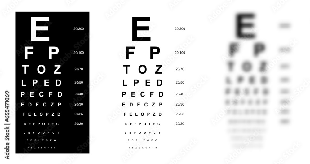 Snellen chart Eye Test medical illustration. line vector sketch style ...