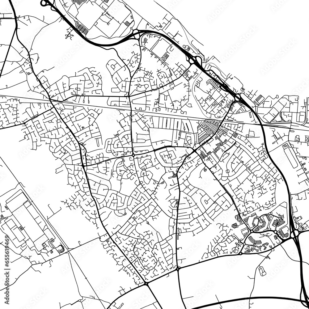 1:1 square aspect ratio vector road map of the city of Ellesmere Port ...