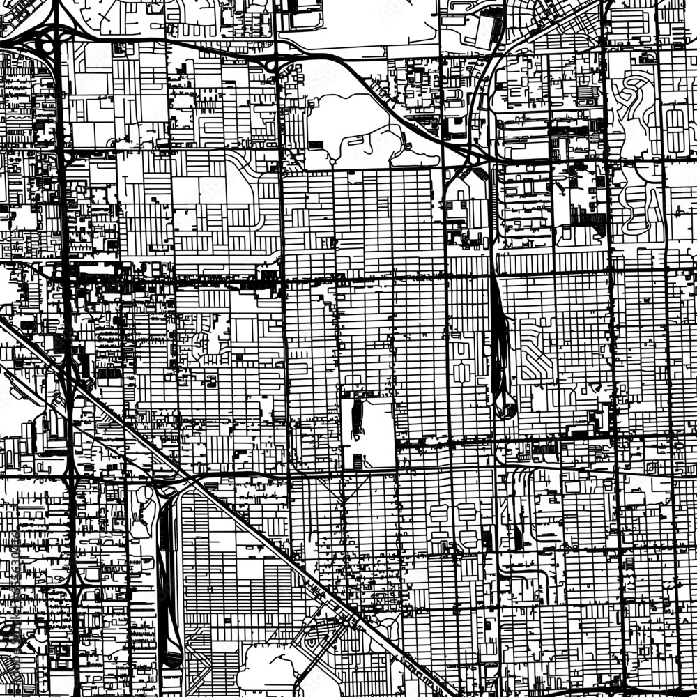 1:1 square aspect ratio vector road map of the city of Hialeah Florida ...