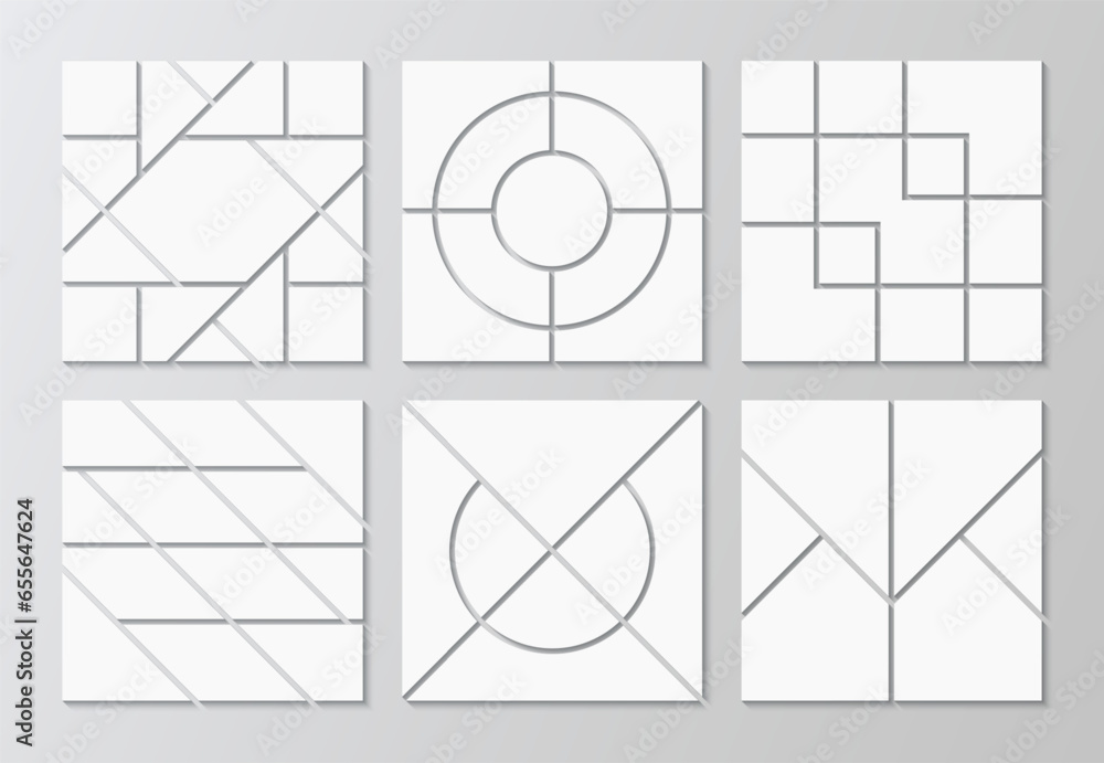 Collection of mosaic pictures grid. Moodboard templates set. Photo ...