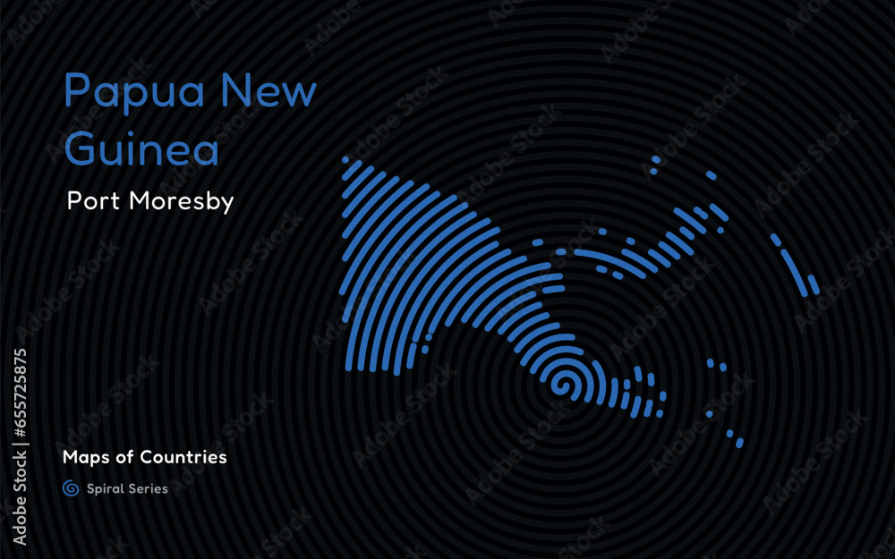 Creative map of Papua New Guinea. Political map. Port Moresby. Capital ...