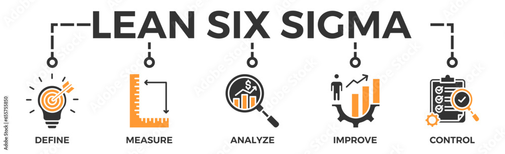 Lean six sigma banner web icon vector illustration concept for process ...