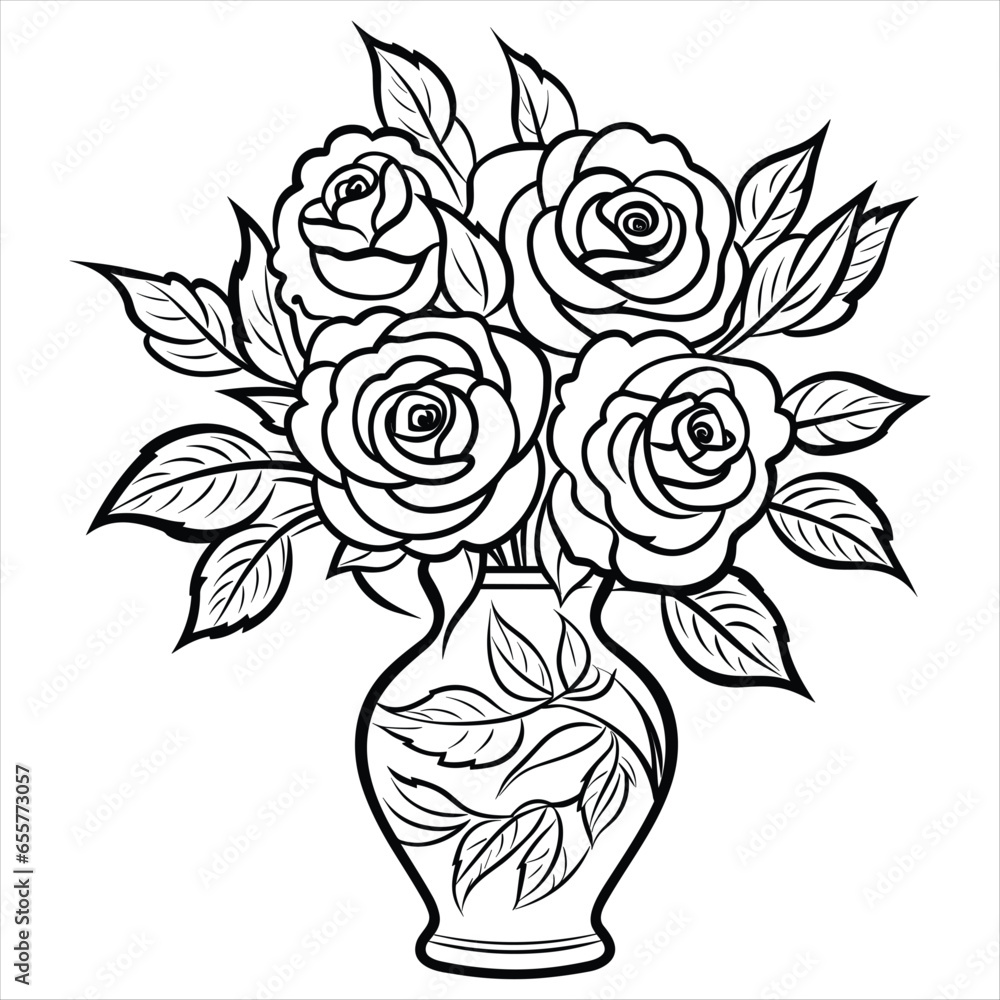 Rose flower coloring book pages for kids, Rose flower coloring pages ...