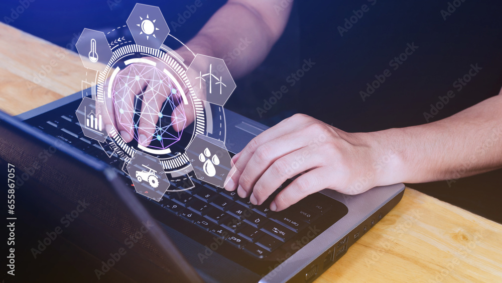 Using hand pressing with infographics Smart farming and precision ...
