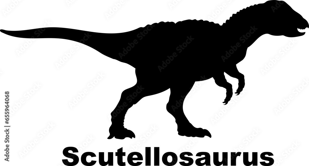 Scutellosaurus Dinosaur Silhouette. Dinosaur name breeds SVG Types of ...