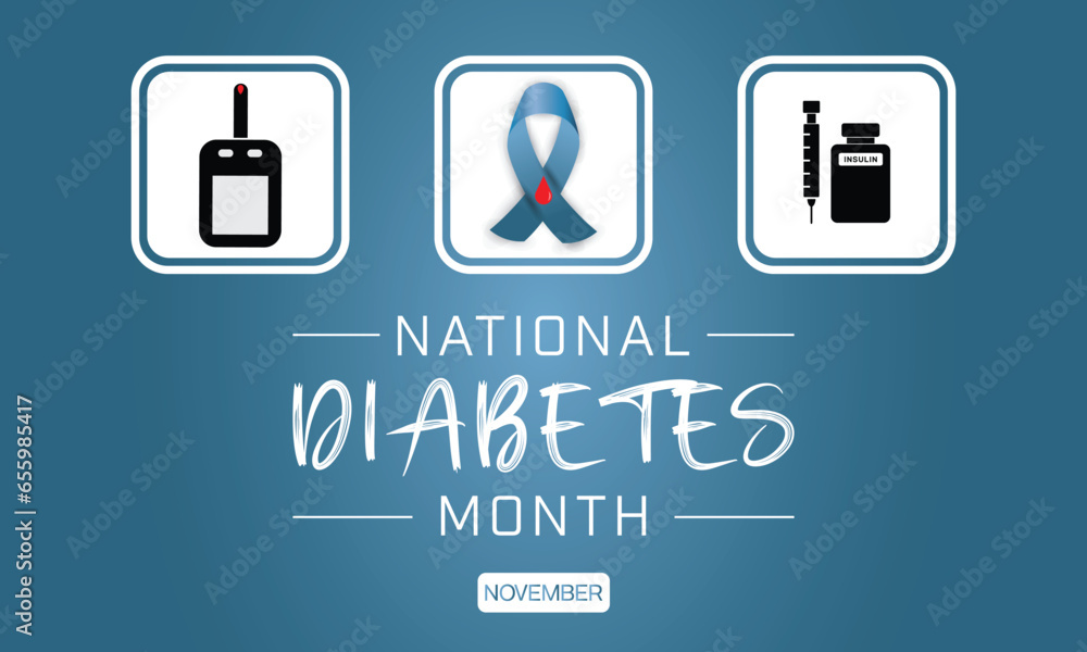 Vetor National Diabetes Month design with diabetes element such as blue ...