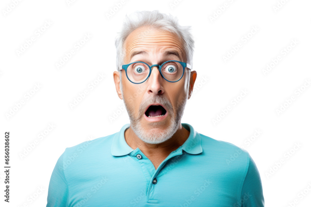 shocked man surprised and scared, png file of isolated cutout object on ...