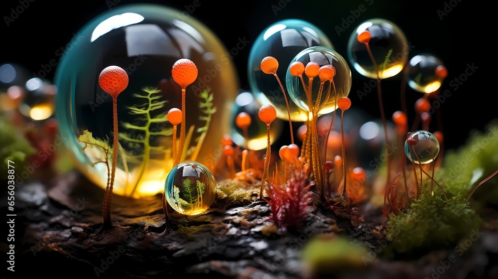 Microscopic universe. Tiny universe created by Generative AI by using ...