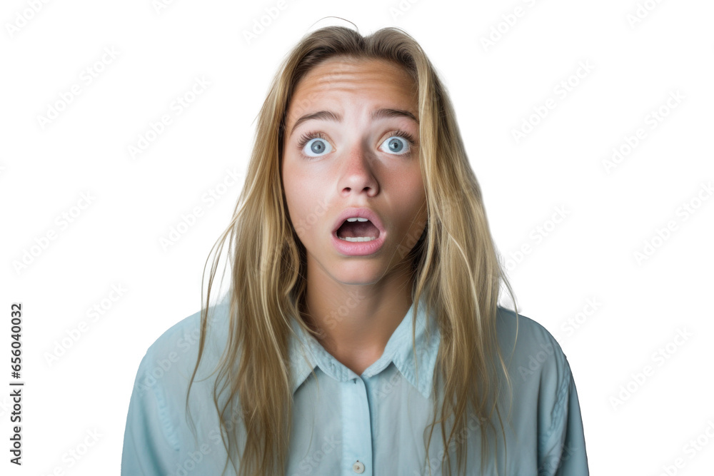 shocked teenager girl surprised and scared, png file of isolated cutout ...