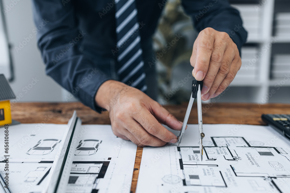 Architects sketch and edit real estate building plans, design buildings ...