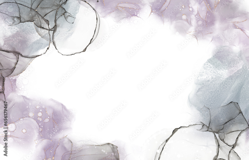 Watercolour drop splash Grey color with gold glitter on white ...