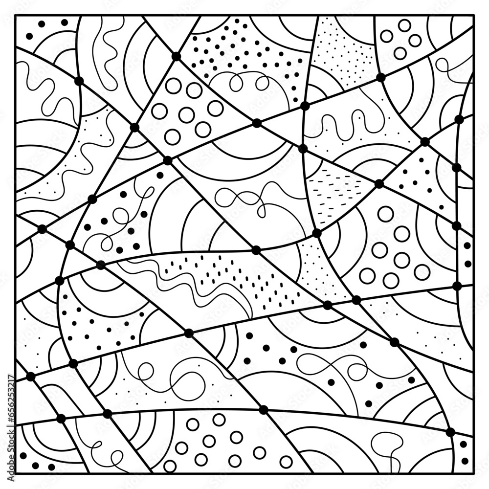 Abstract Line art background, Adult coloring book page. Hand drawn ...