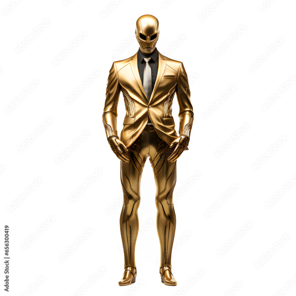 business worker male figure golden statue isolated on transparent ...