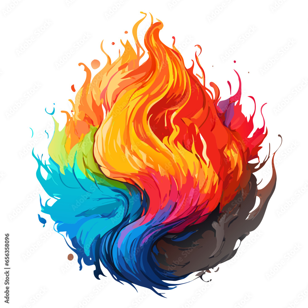rainbow fire, rainbow flame, fire, flame, vector, no background, png ...