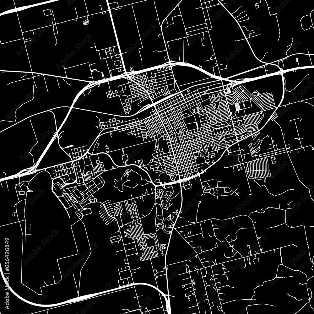 1:1 square aspect ratio vector road map of the city of Big Spring Texas ...