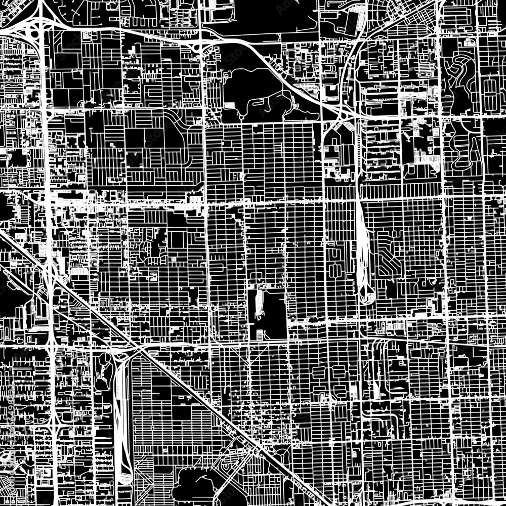1:1 square aspect ratio vector road map of the city of Hialeah Florida ...