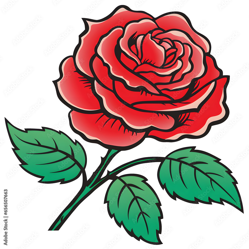 cartoon clipart of a blooming rose, plant clipart, nature clipart ...