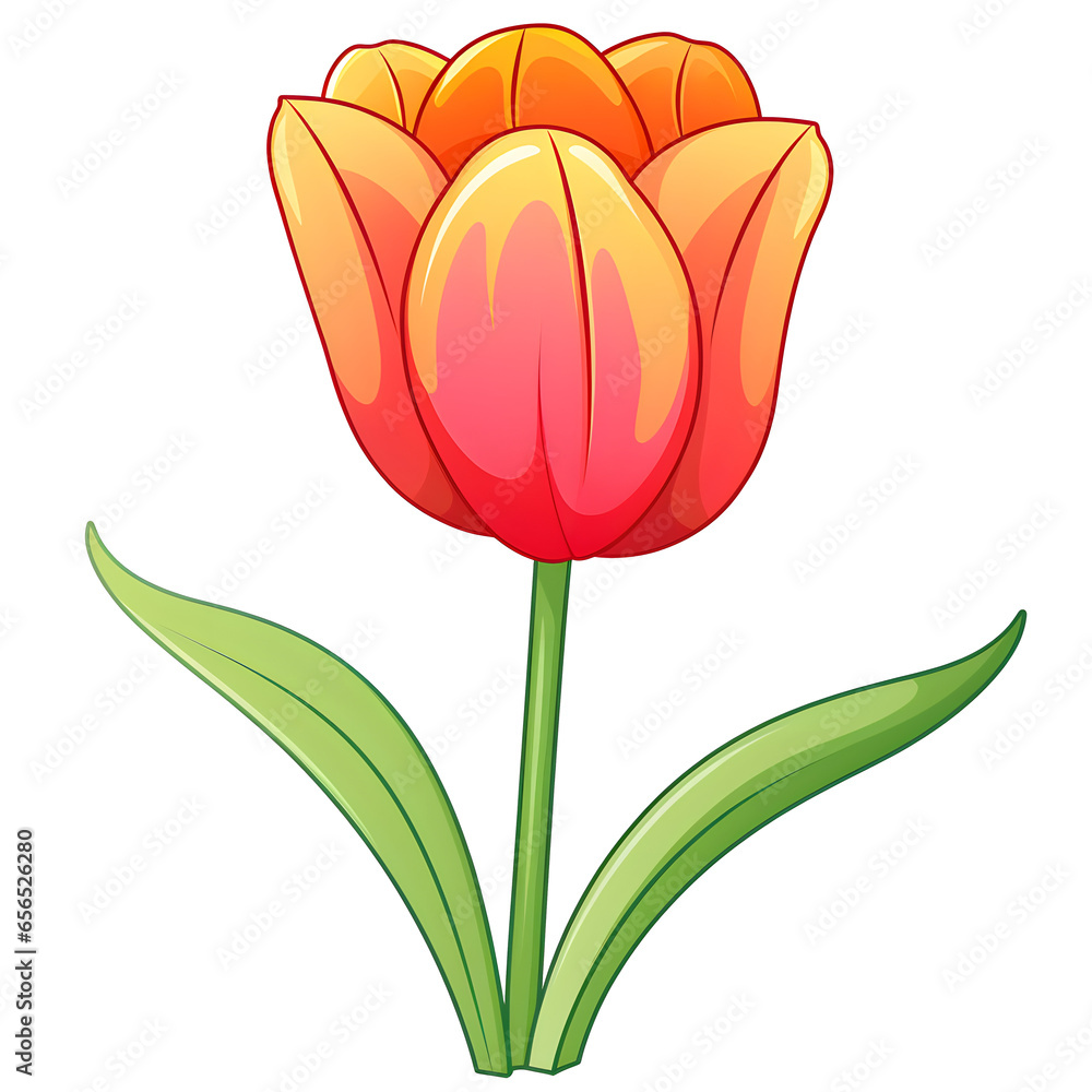 cartoon clipart of a tulip, plant clipart, nature clipart, isolated on ...